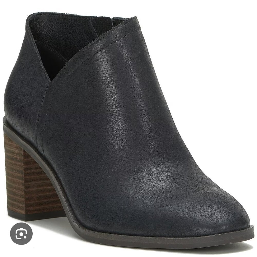 Lucky Brand Panally Leather Side Dip Block Heel Ankle… - Gem